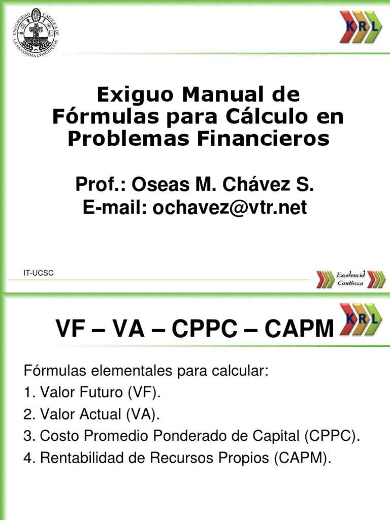 Fórmulas Financieras Clave y Ejemplos | PDF | Amortización (Negocio ...