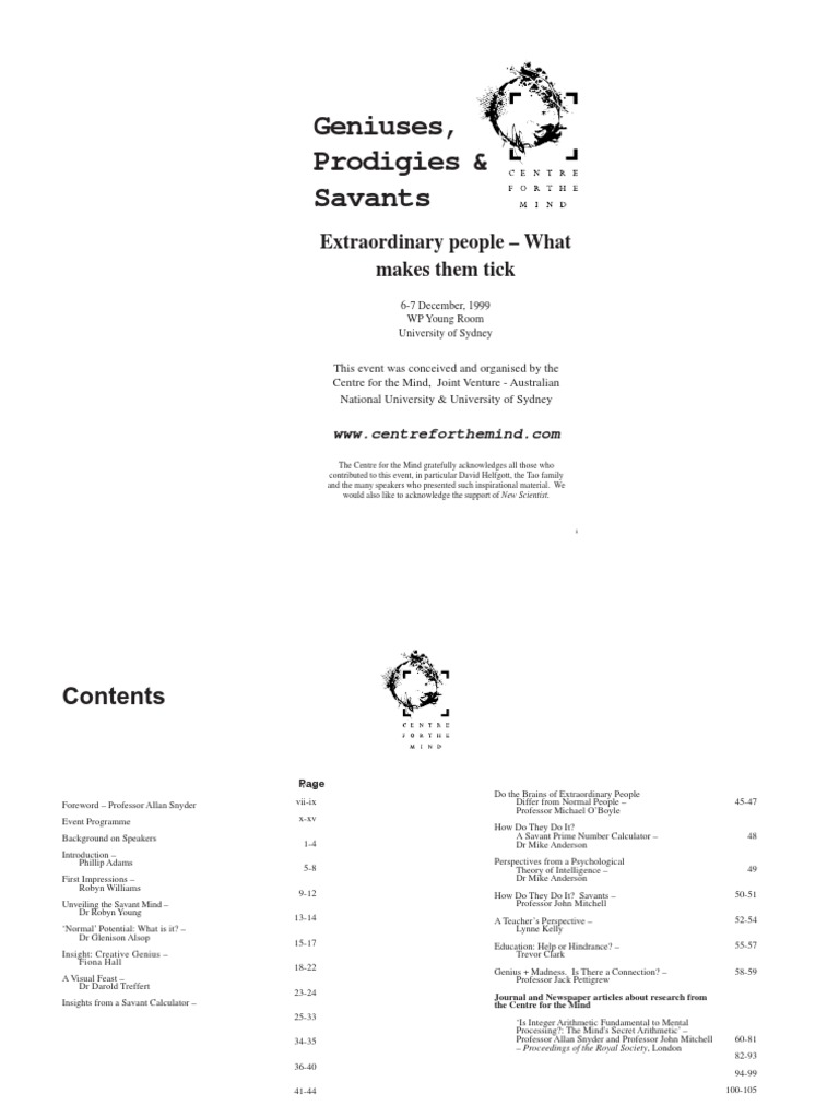 Genius Prodigies and Savants | PDF | Autism | Intelligence Quotient