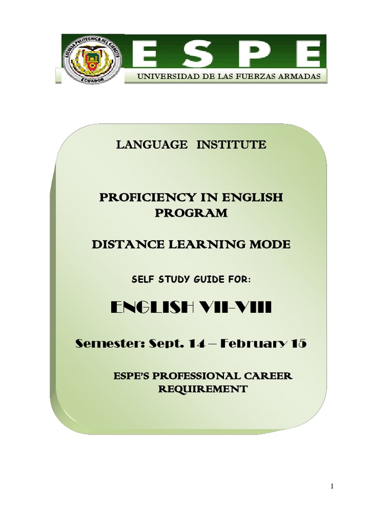 ESPE Distance Learning English Proficiency Program | PDF | Perfect ...