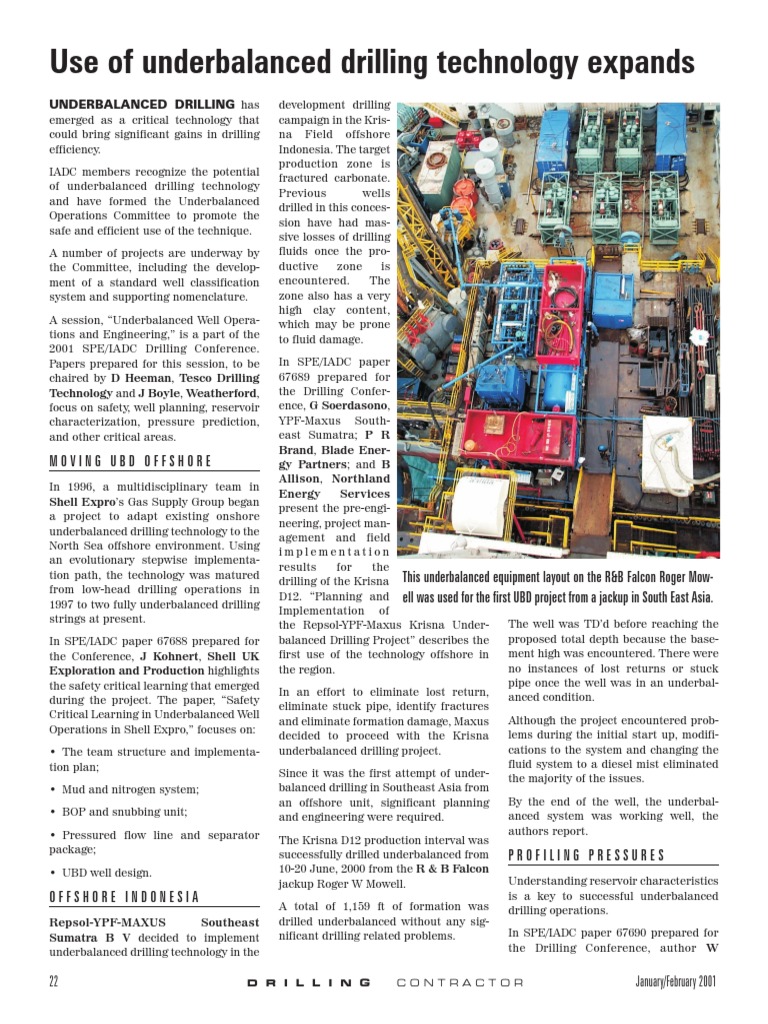 Use of Underbalanced Drilling Technology Expands: Moving Ubd Offshore | PDF | Oil Well | Fluid ...