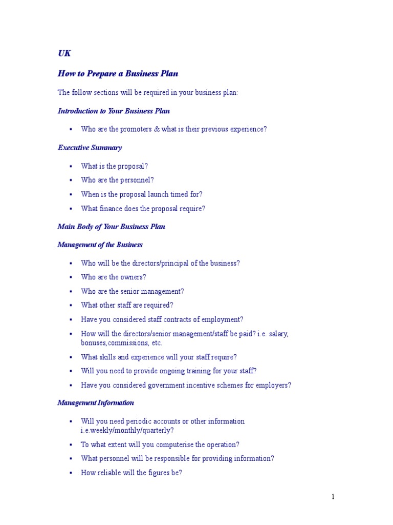 How To Prepare A Business Plan | PDF | Business Plan | Loans