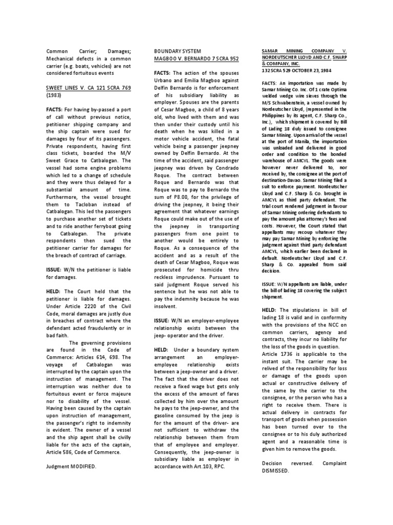 Common Carrier CASES | PDF | Common Carrier | Lawsuit