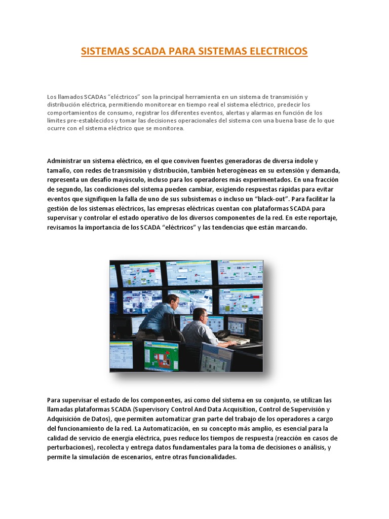 Sistemas Scada para Sistemas Electricos | PDF | Scada | Automatización