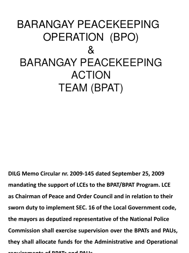 Barangay Peacekeeping Operation (Bpo) For Printing | PDF | Emergency ...