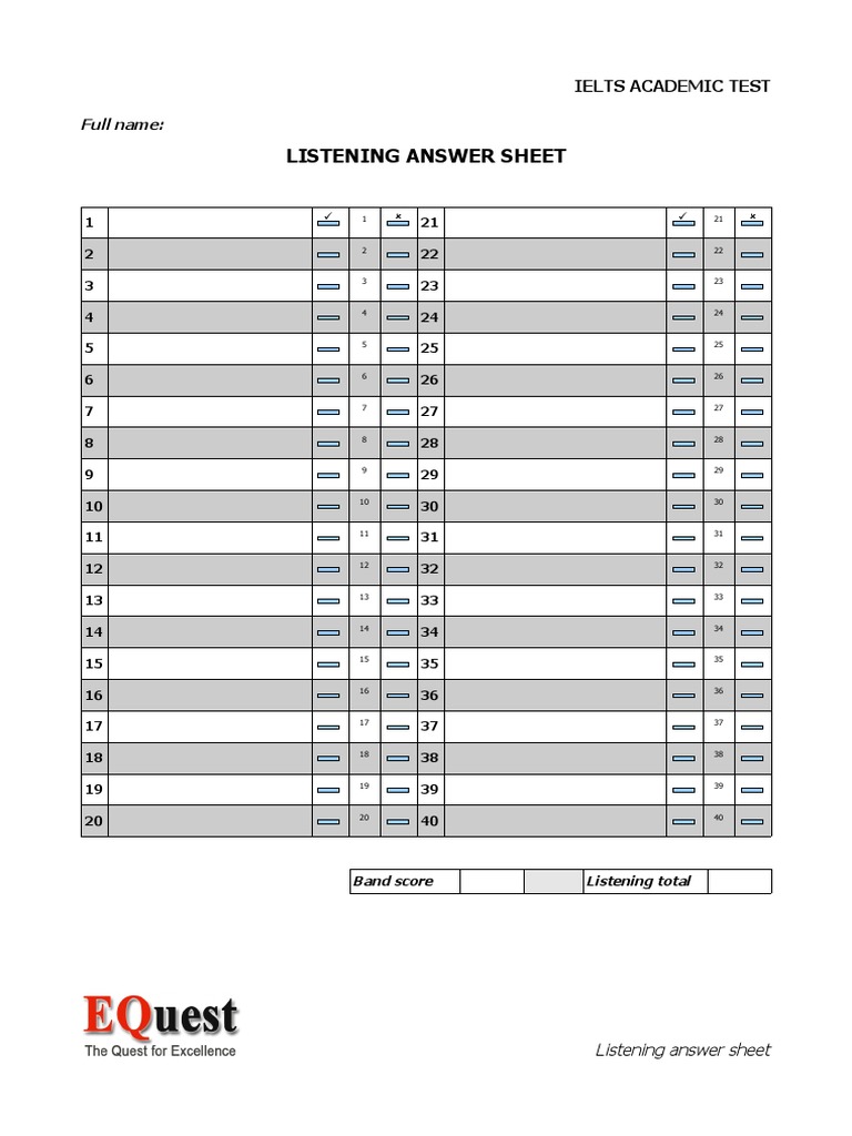 Listening Answer Sheet | PDF