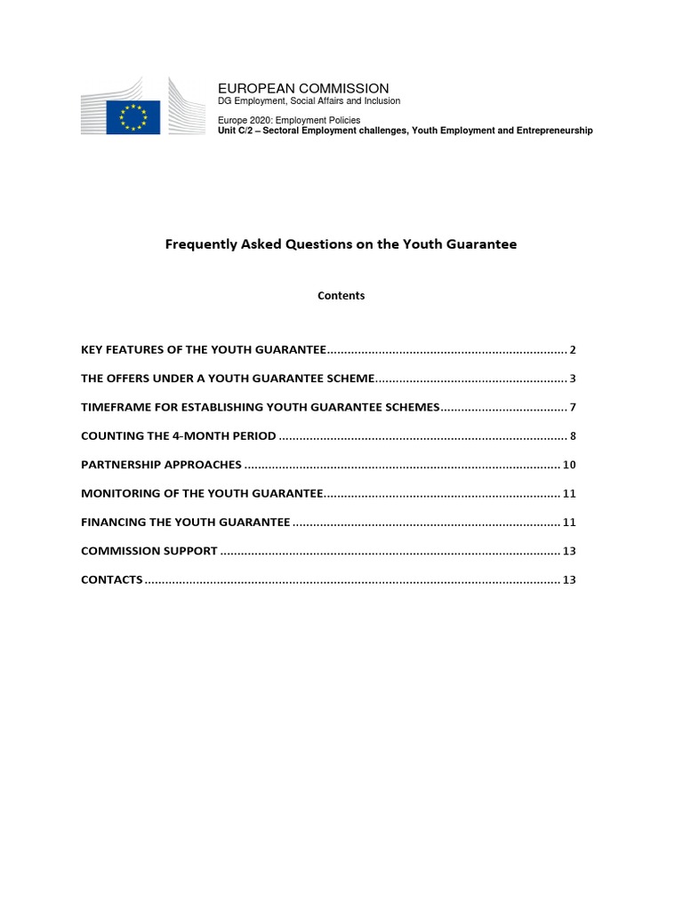 Youth Guarantee: Key Features Explained | PDF | Apprenticeship ...
