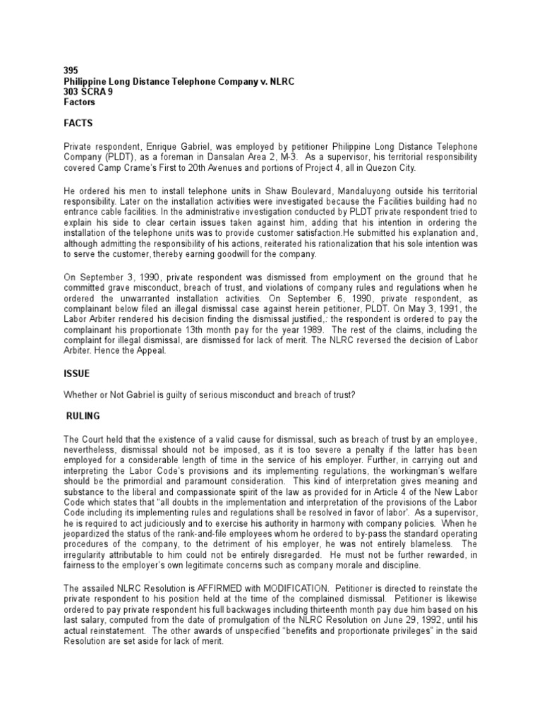 LABOR CASES | Complaint | Employment