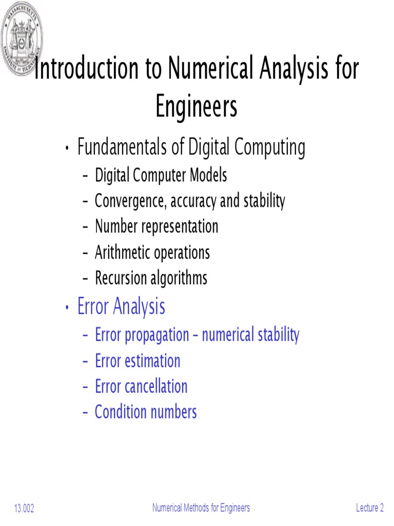 Introduction To Numerical Analysis For Engineers: - Fundamentals of Digital Computing | PDF ...