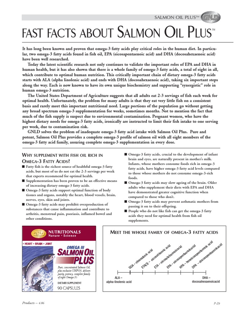 GNLD's Salmon Oil Plus - Fast Facts | PDF | Omega 3 Fatty Acid ...
