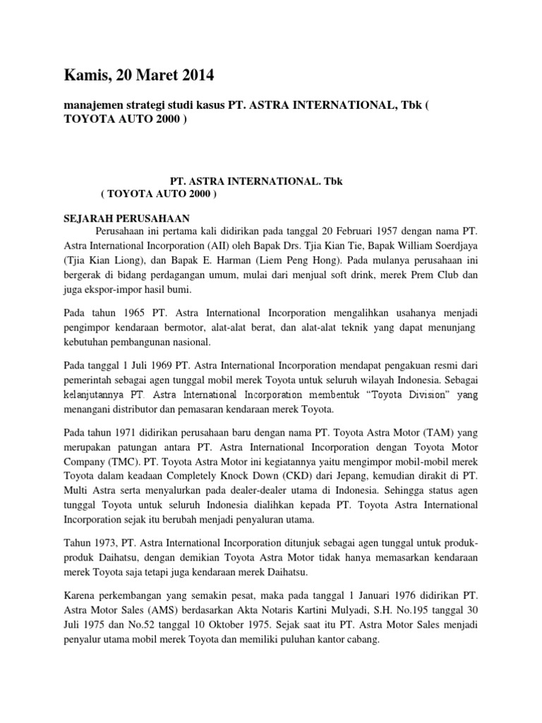 Strategi Bisnis Toyota | PDF