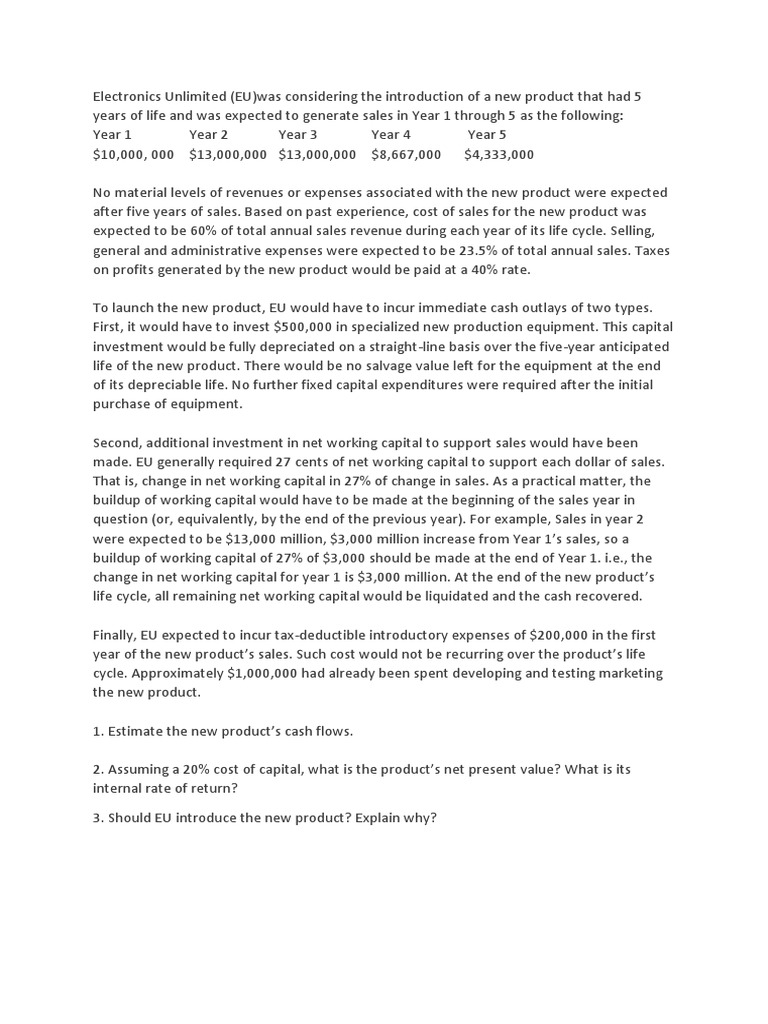 Electronics Unlimited Case Study | PDF