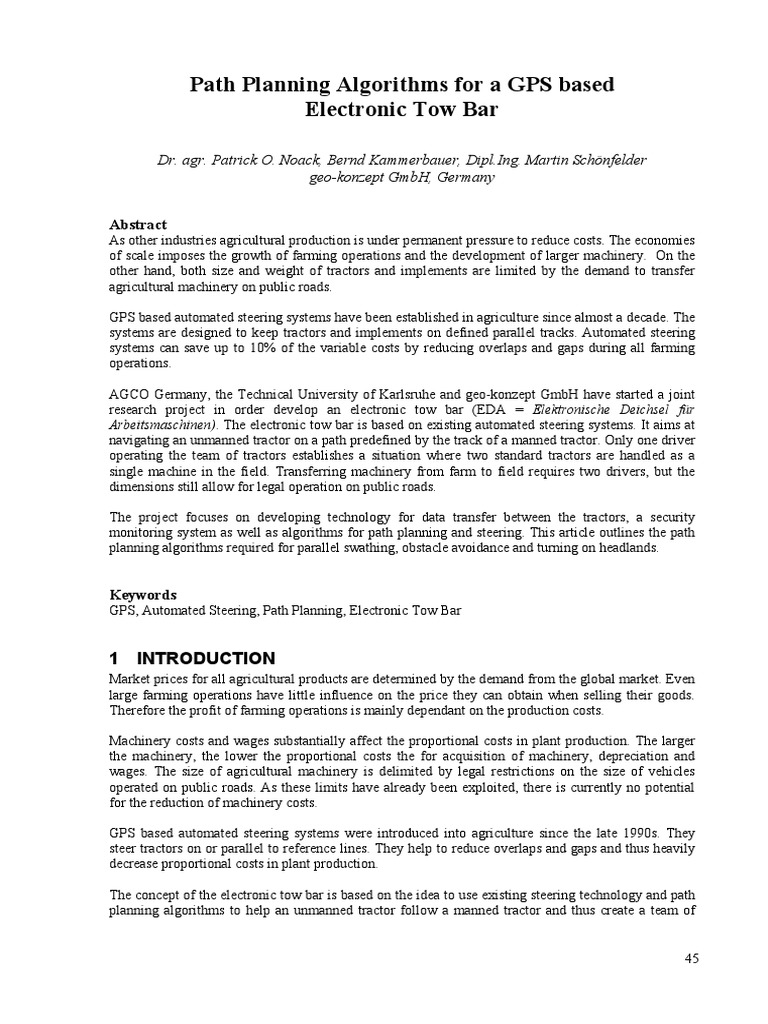 Path Planning Algorithms For A GPS Based Electronic Tow Bar | PDF ...