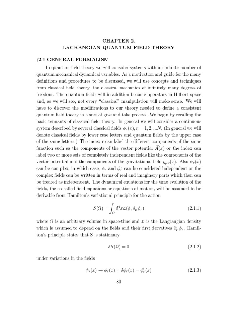 Lagrangian Quantum Field Theory 2.1 General Formalism: A (X) or The Index Can | PDF | Quantum ...