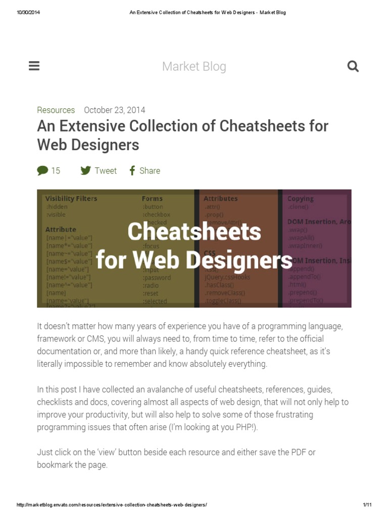 Essential Cheatsheets for Web Designers | PDF | Web Design | Word Press