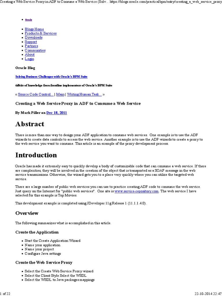 Creating A Web Service Proxy In Adf To Consume A Web Service Solving Business Challenges With