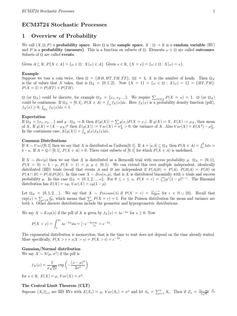 Stochastic Processes Notes | PDF | Eigenvalues And Eigenvectors ...