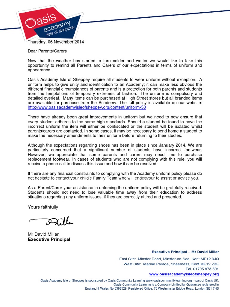 6 Nov 2014 - Uniform Letter Nov 14 | PDF | Consumer Goods | Human ...