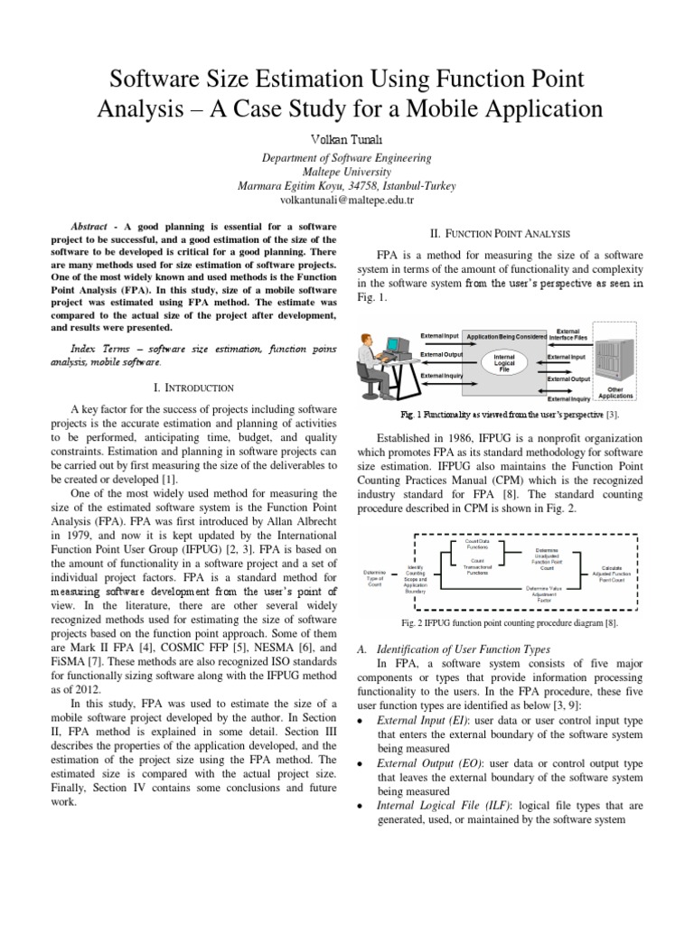 Software Size Estimation Using Function Point Analysis - A Case Study For A Mobile Application ...