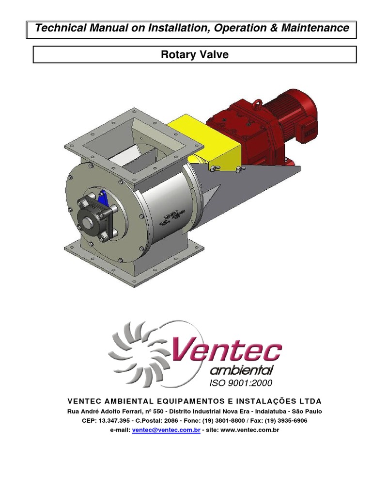 Technical Manual Rotary Valve | PDF | Bearing (Mechanical) | Motor Oil