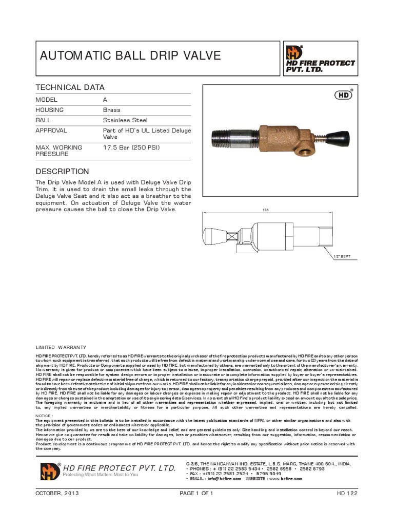 Automatic Ball Drip Valve Overview | PDF | Leak | Valve