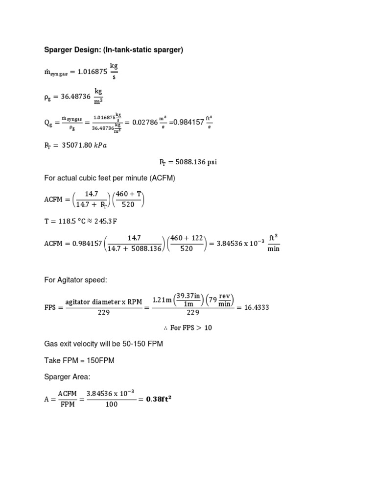 Sparger Design: (In-Tank-Static Sparger) | PDF