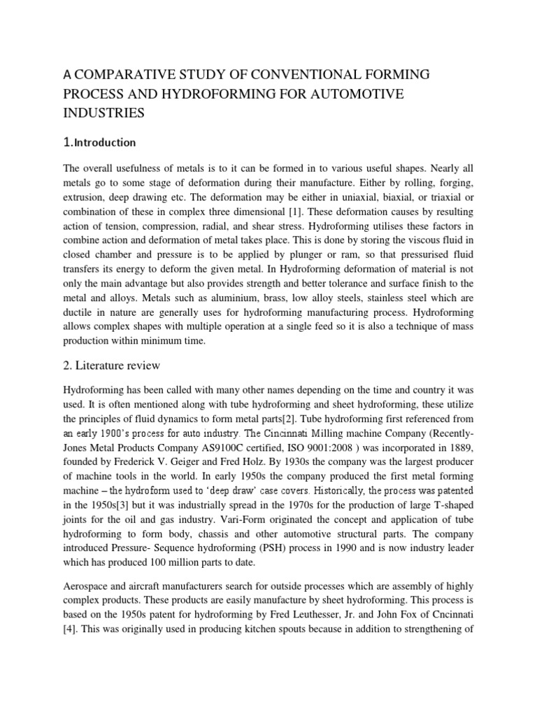 A Comparative Study of Conventional Forming Process and Hydroforming ...