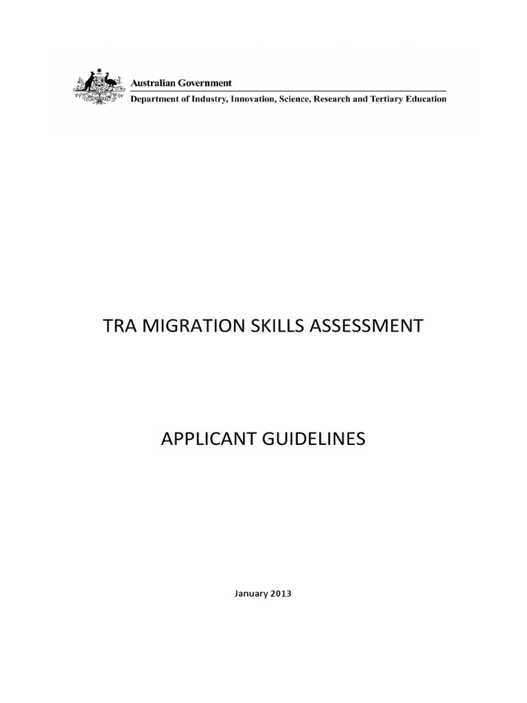 Tra Migration Skills Assessment: January 2013 | PDF | Apprenticeship ...