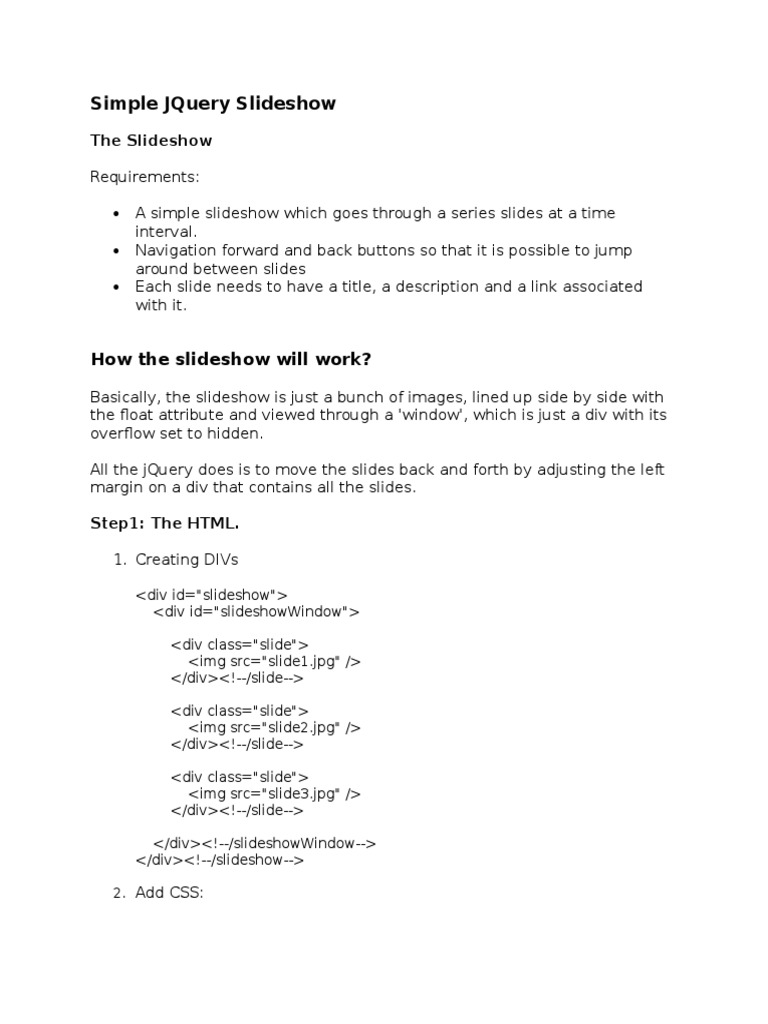 Simple JQuery Slideshow | PDF | J Query | Java Script