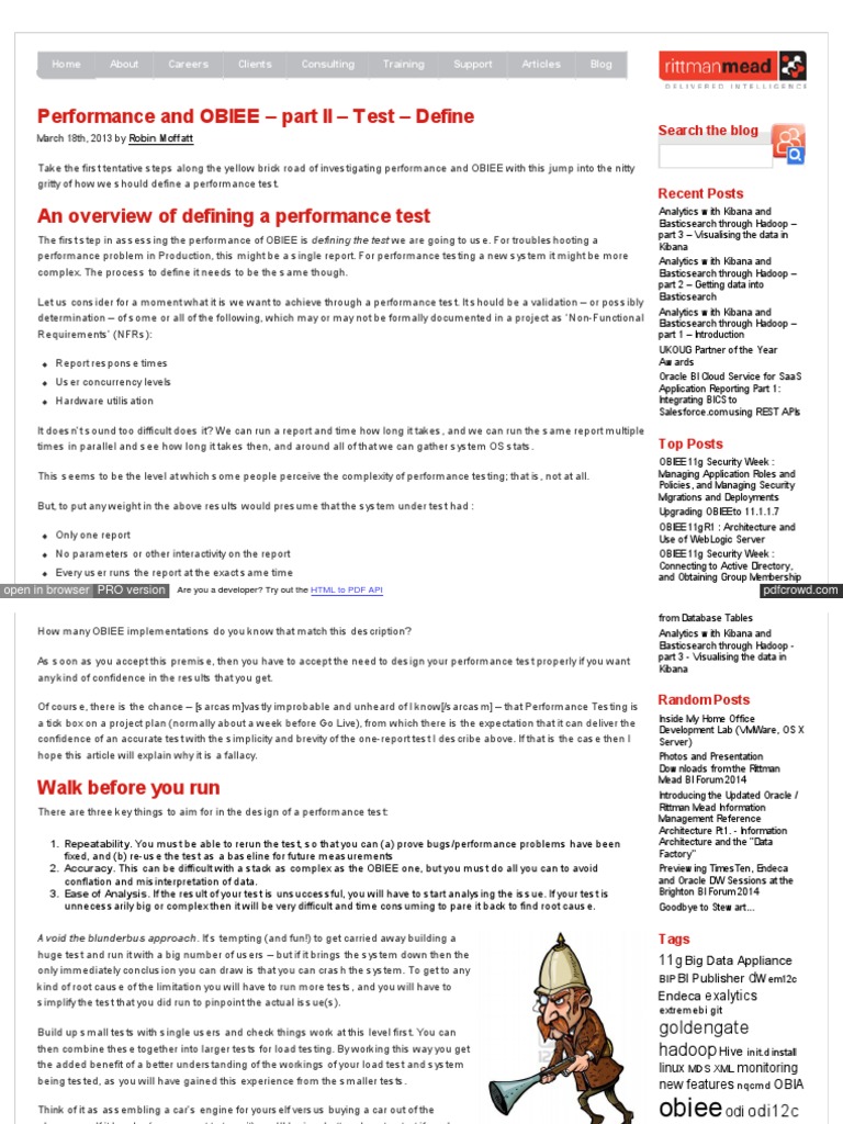 WWW Rittmanmead Com 2013 03 Performance and Obiee Test Defin | PDF ...
