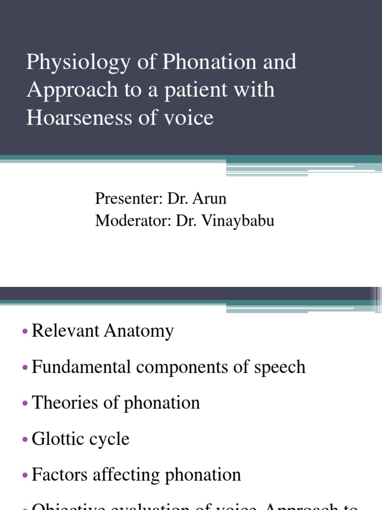 Physiology of Phonation and Approach to a Pt With Hoarseness | Larynx ...