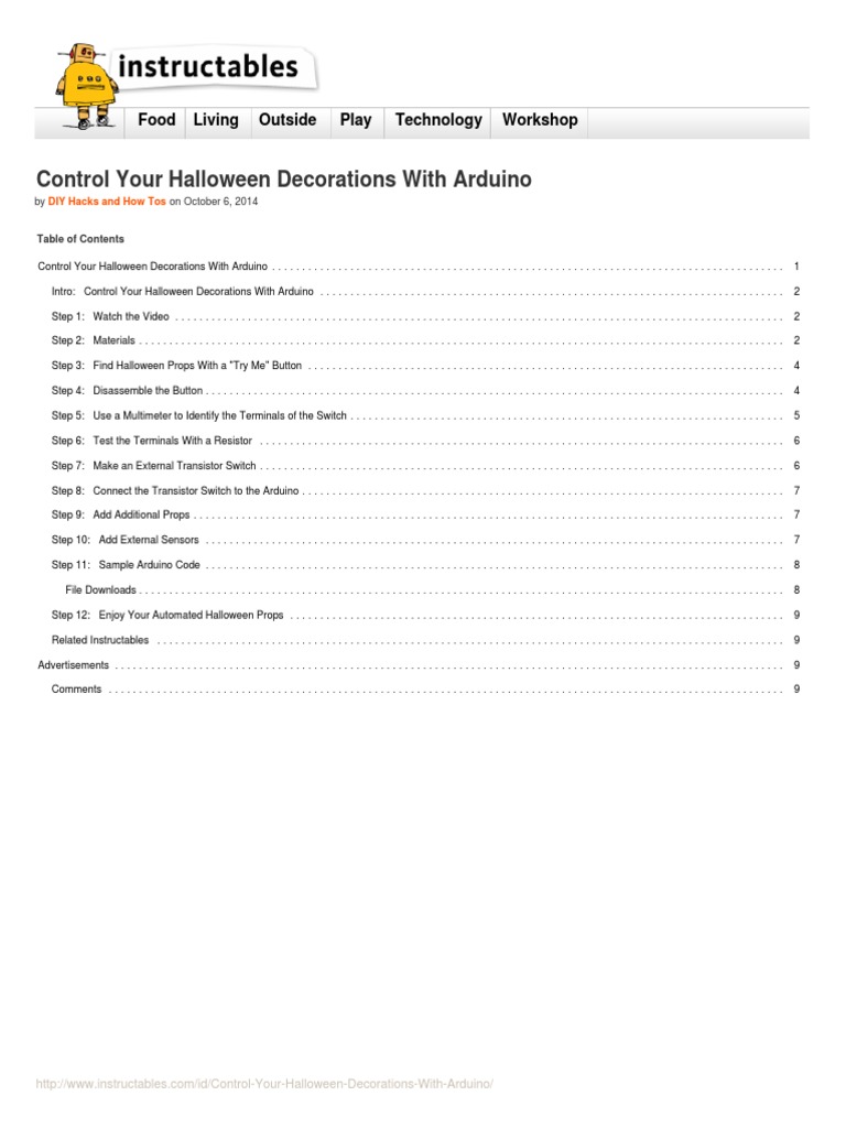 Control Your Halloween Decorations With Arduino | PDF | Switch | Transistor