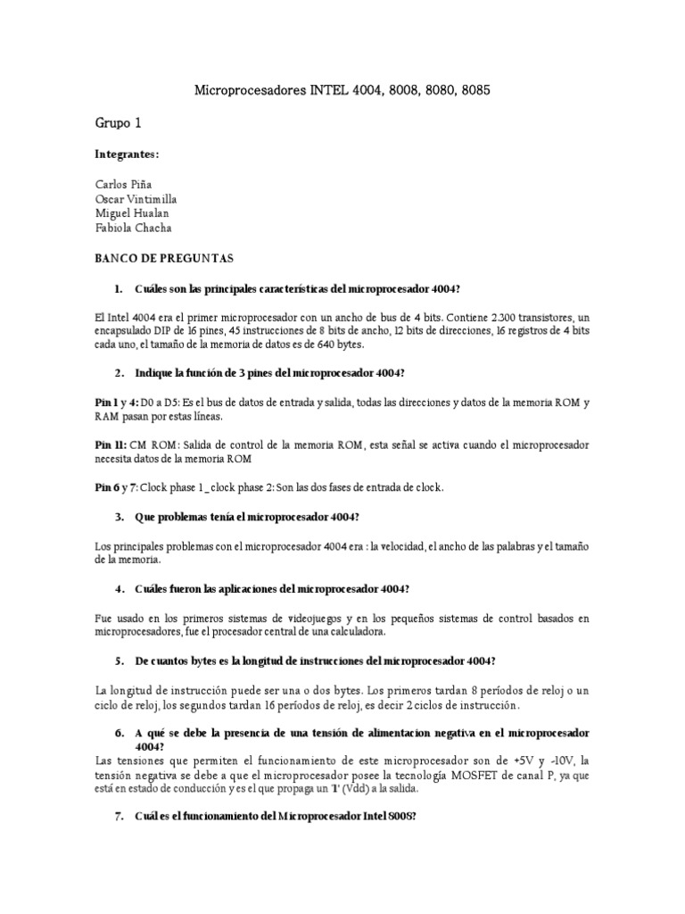 PREGUNTAS Sobre Microprocesadores Intel | PDF | Microprocesador | Poco