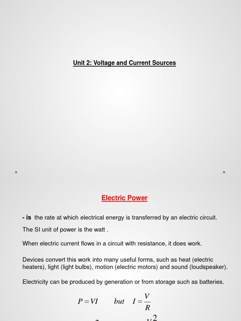 Unit 2 Voltage and Current Sources | PDF | Electrical Network | Voltage