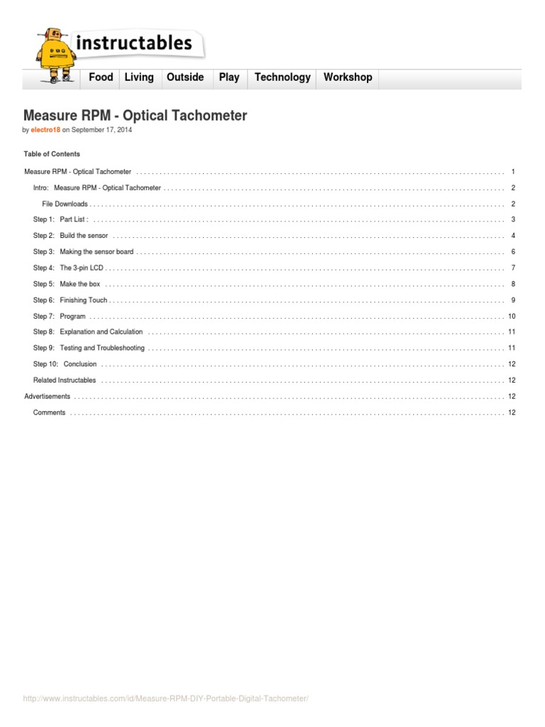 Measure RPM DIY Portable Digital Tachometer | PDF | Arduino | Resistor