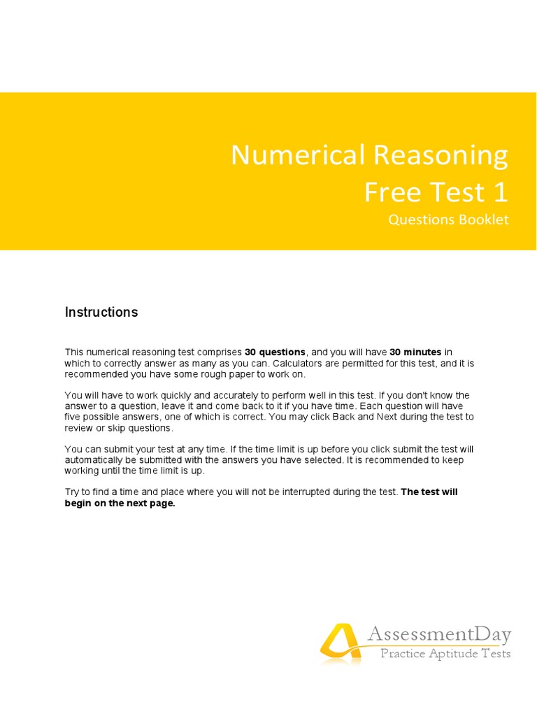 Free Numerical Reasoning Test PDF | PDF | Turnover (Employment) | Business