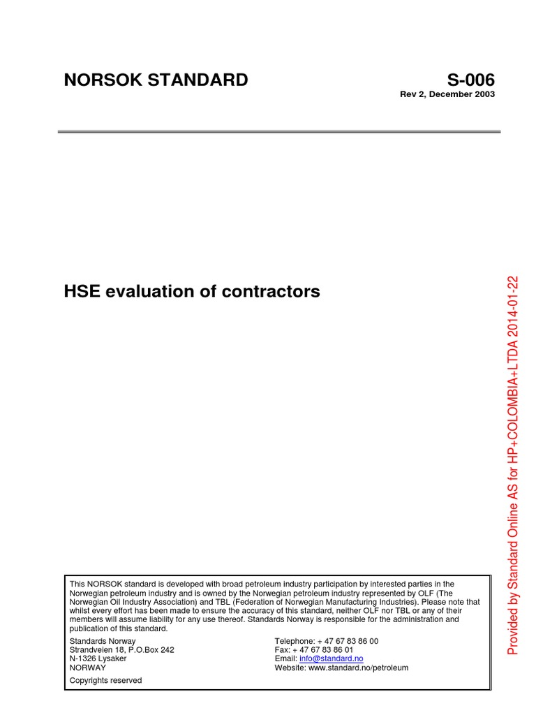 S-006 Norsok | Employment | Audit