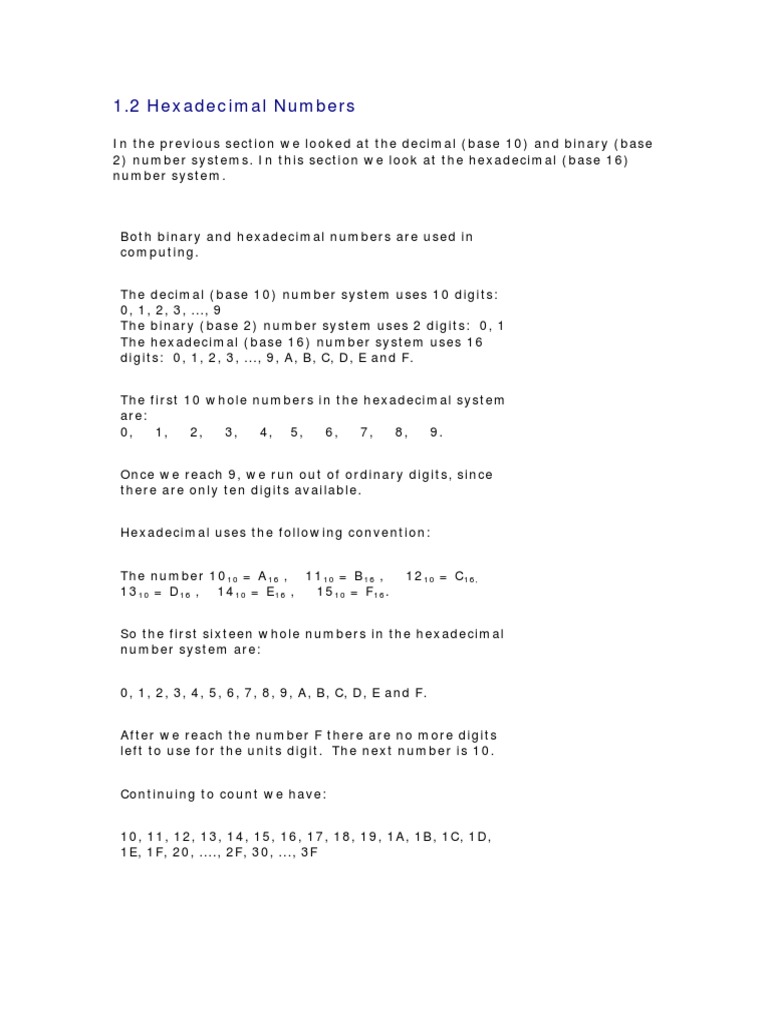 Hexadecimal Numbers | PDF | Theoretical Computer Science | Naming Conventions