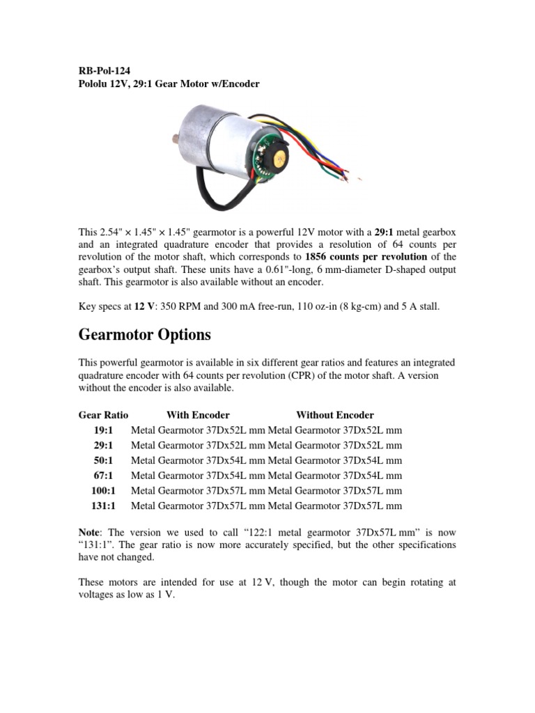 Motoredctorcon Encoder PDF | PDF | Electric Motor | Gear