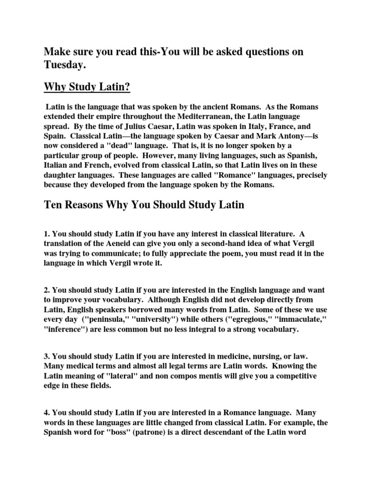 Why Study Latin | PDF | Latin | Ancient Rome