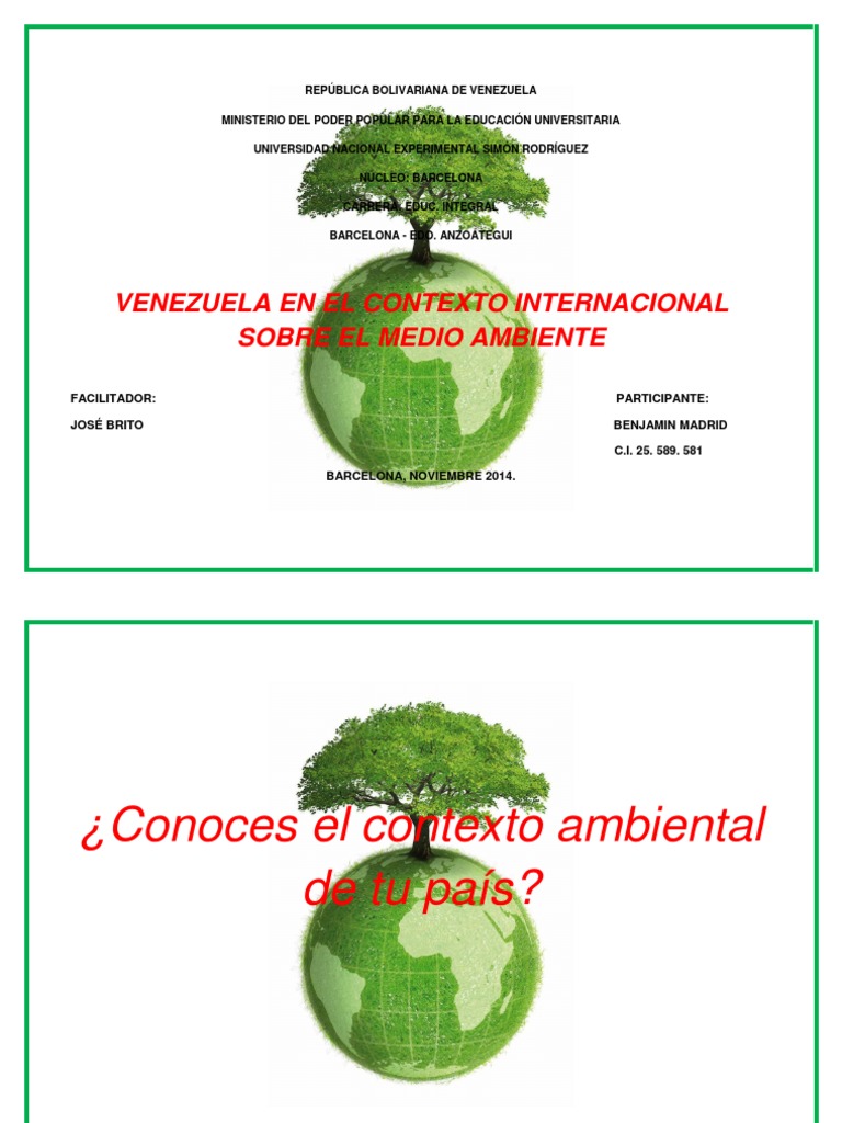 Venezuela y El Contexto Ambiental | Desarrollo sostenible | Venezuela