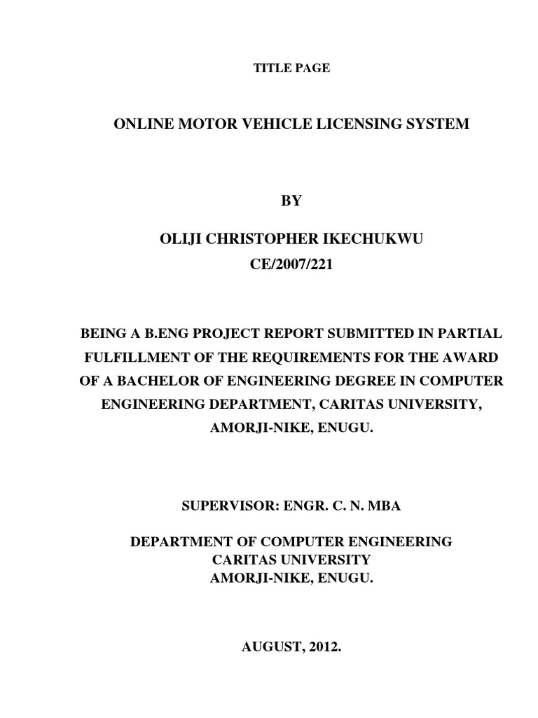 Online Motor Vehicle Licensing System | PDF | Information System ...
