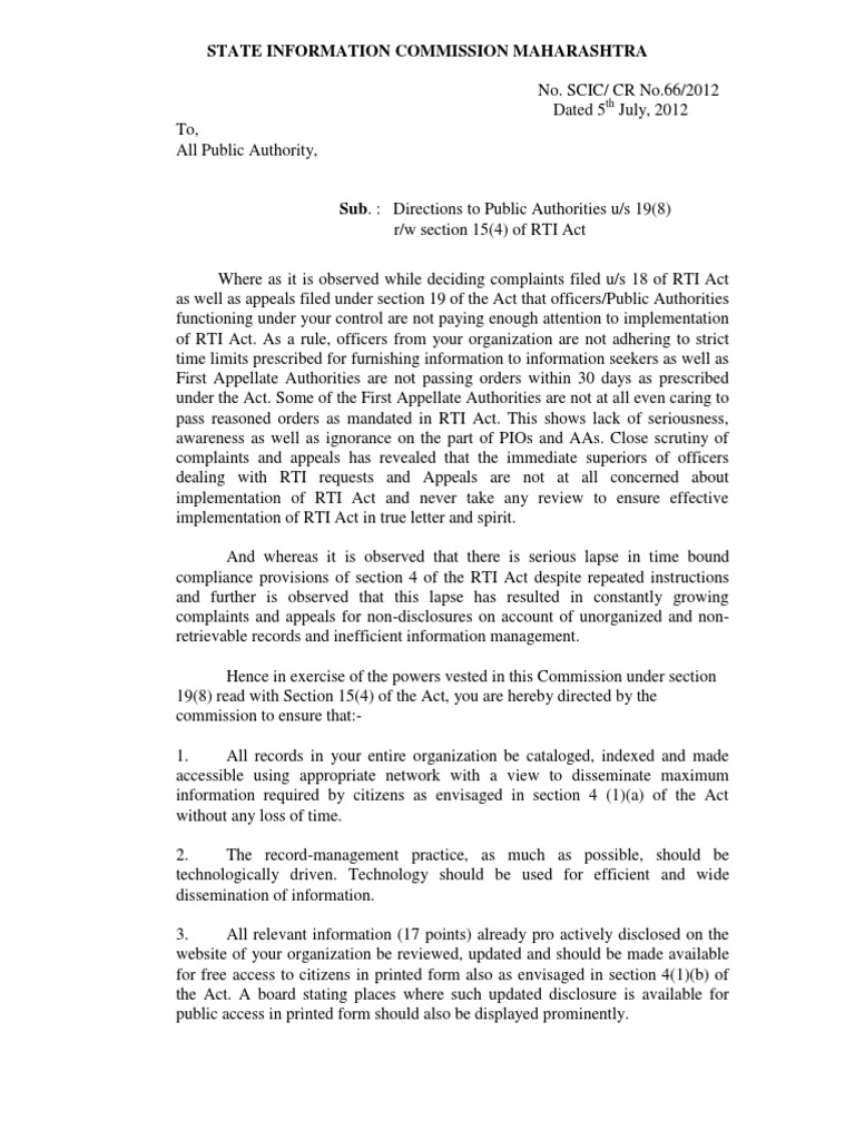 State Information Commission Maharashtra | PDF | Virtue | Public Law