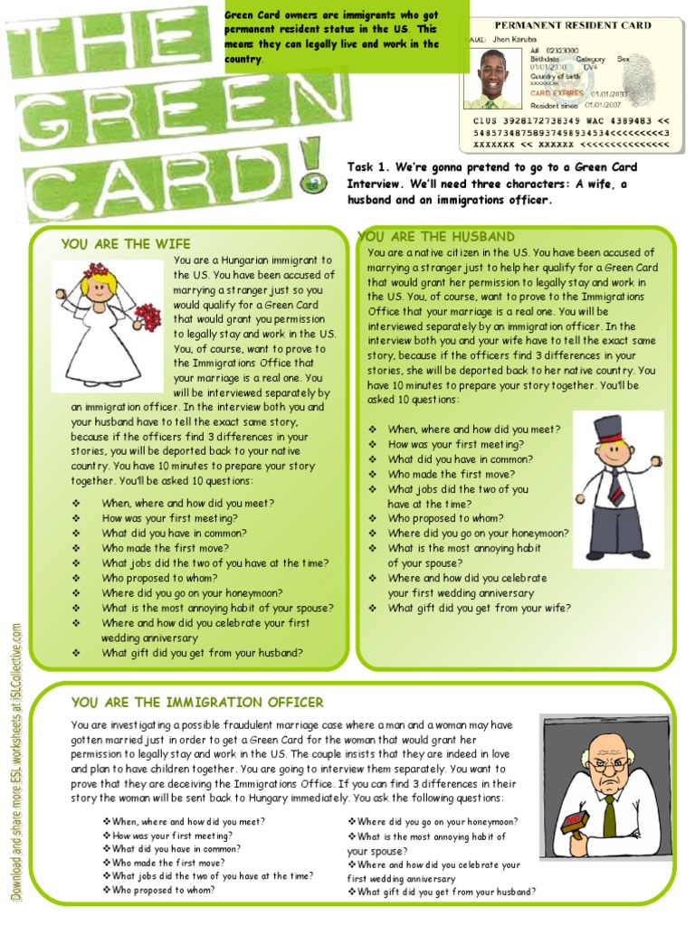 2139 Green Card Alibi Game | Download Free PDF | Marriage | Immigration