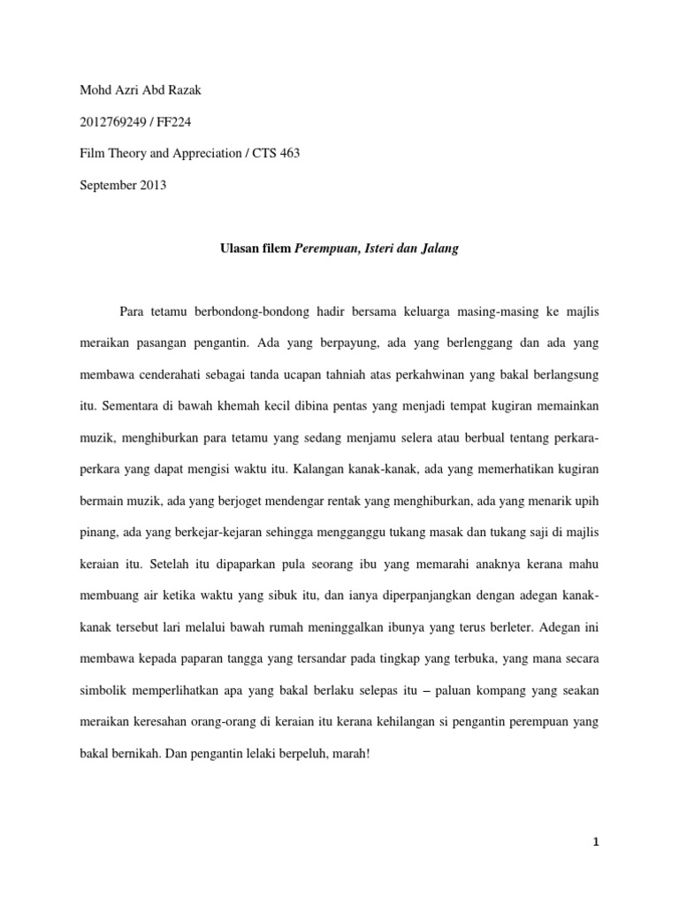 Ulasan Filem Perempuan, Isteri Dan Jalang | PDF | Fiksi Misteri ...