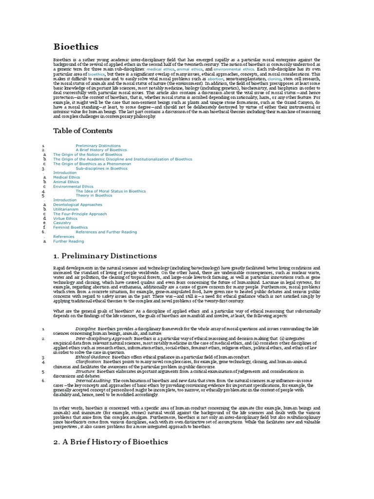 Bioethics | PDF | Bioethics | Utilitarianism