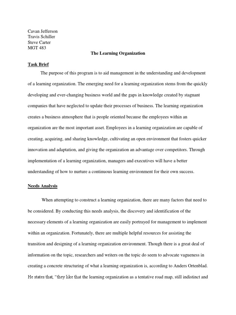 Learning Organization Draft | PDF | Learning | Personal Development