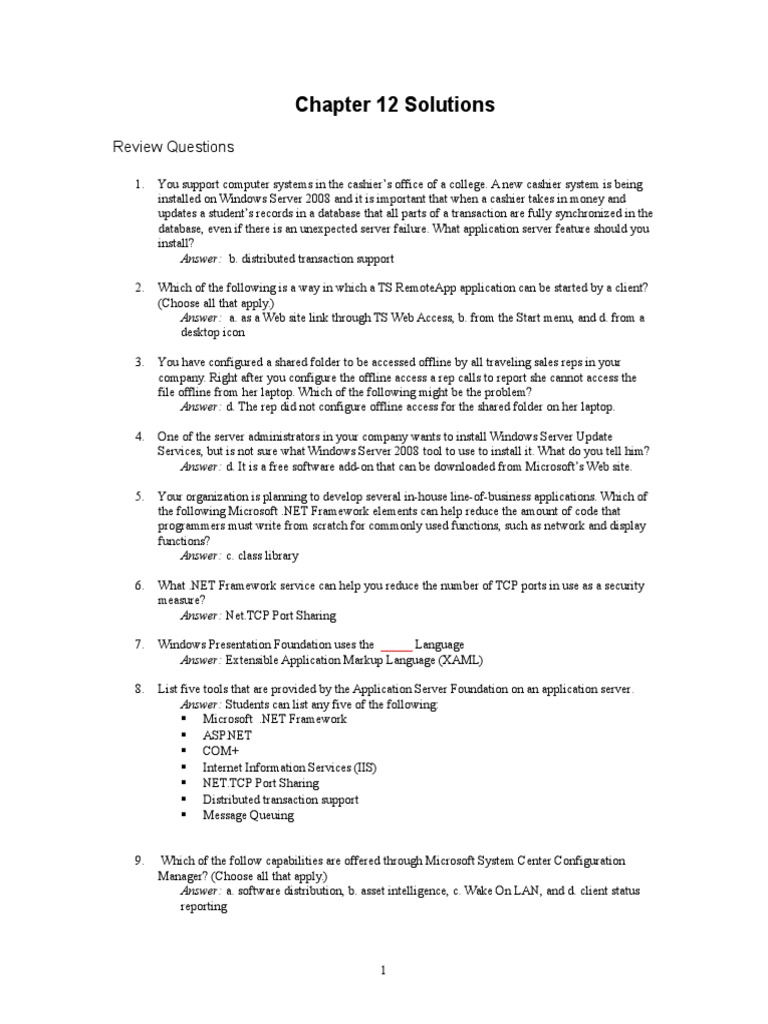 70 646 Guide To Microsoft Windows Server 2008 Pdf Application