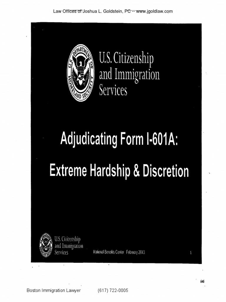 I-601A Waiver USCIS Training Materials