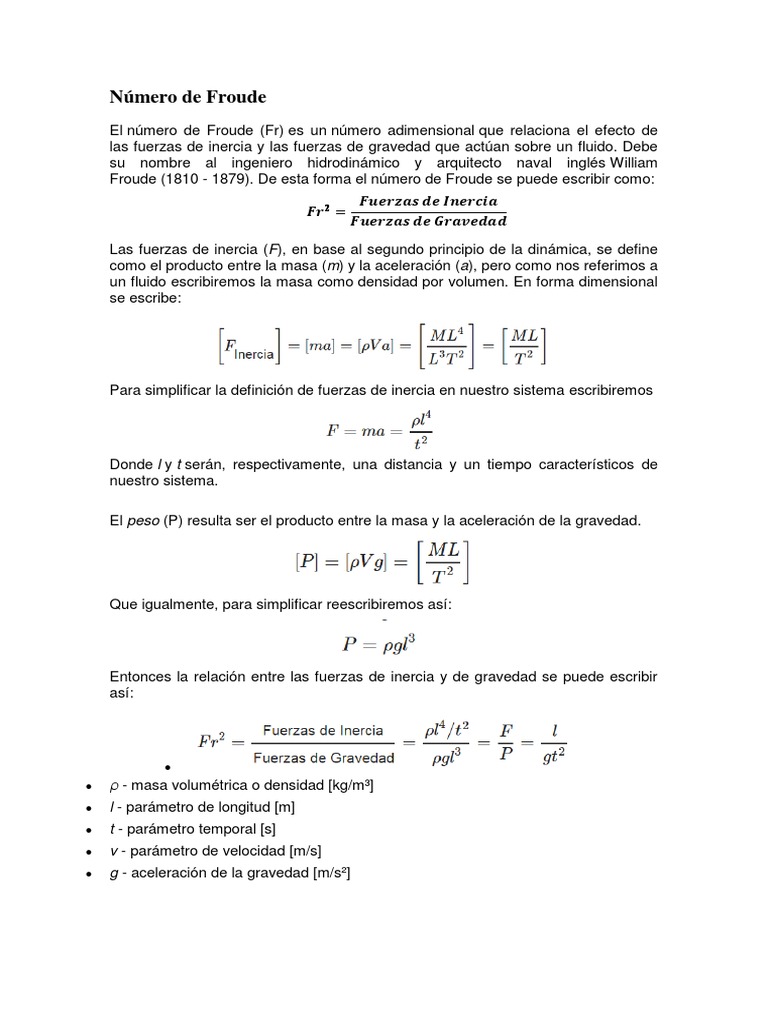 Definición y Fórmula del Número de Froude | PDF