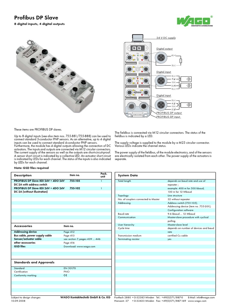 WAGO Profibus DP Slave | Power Supply | Signal (Electrical Engineering)